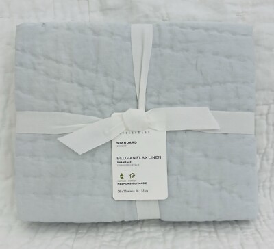 2 Pottery Barn Belgian Flax Linen Hand-Stitched Standard Shams Blue ...