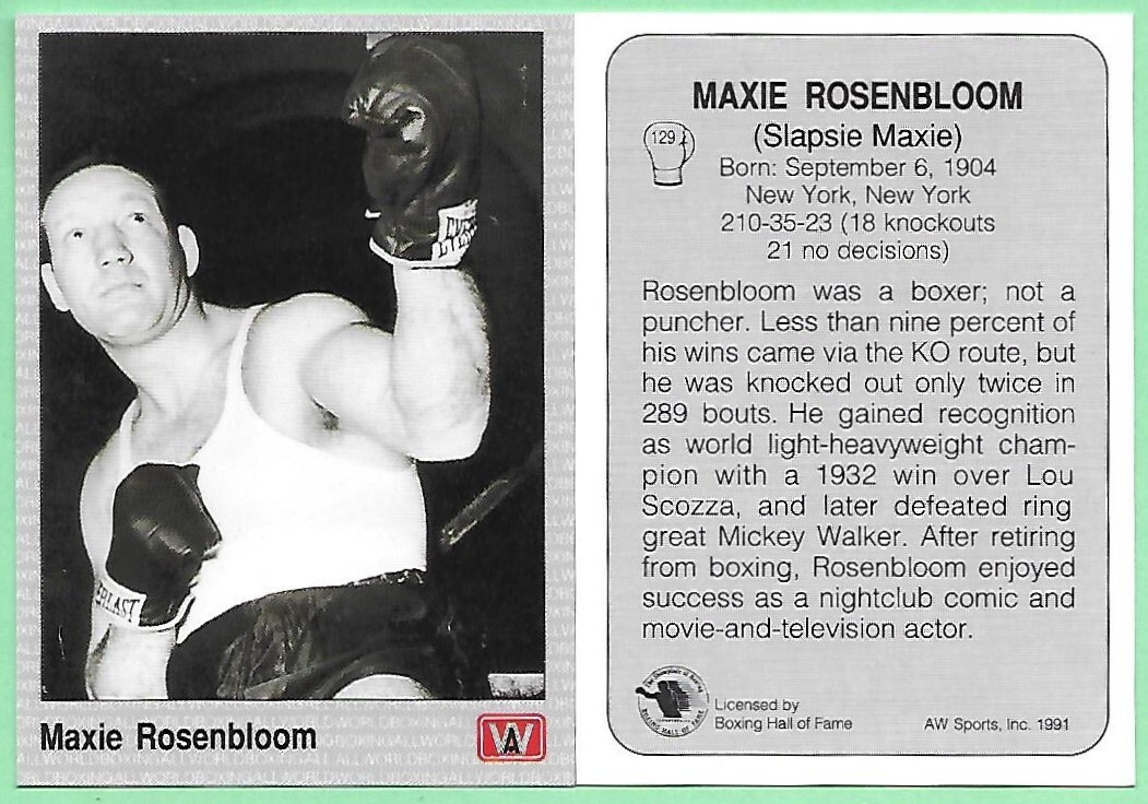 1991 All World Boxing - Maxie Rosenbloom #129 for sale online | eBay