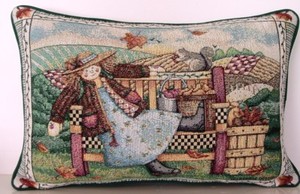 Debbie Mumm - Fall, Leaves, Girl, Bench, Patchwork Hillside Tapestry ...