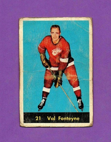 1960-61 PARKHURST HOCKEY SET BREAK CARD#21 VAL FONTEYNE (DETROIT RED ...