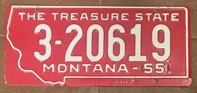 Montana 1955 YELLOWSTONE COUNTY PRISON MADE License Plate # 3-20619 | eBay