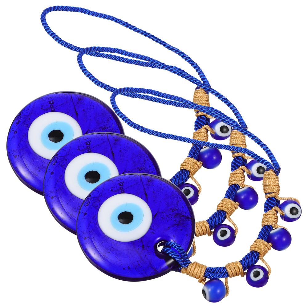3 Pcs Evil Eye Amulet Blue Wallet Car Decor Devil' Ornament Lanyard | eBay