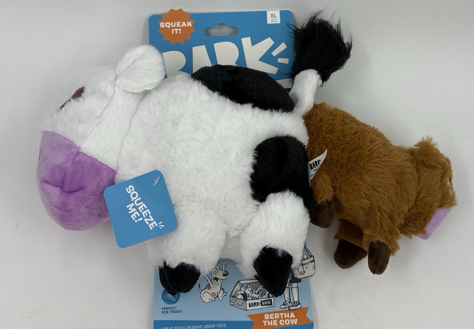 Bark Box " Bertha the Cow " Dog Toy Cow Giving Birth to Calf Extra ...