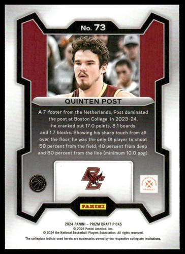 2024 Panini Prizm Draft Picks Basketball #73 Quinten Post | eBay