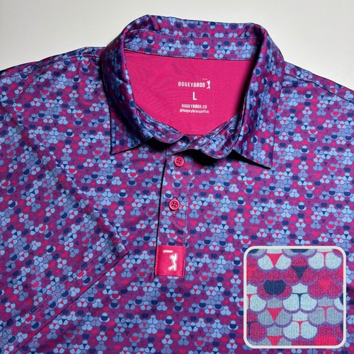 Bogey Bros Golf Polo Whale Tail Bikini Print Shirt Mens L Pink Blue ...