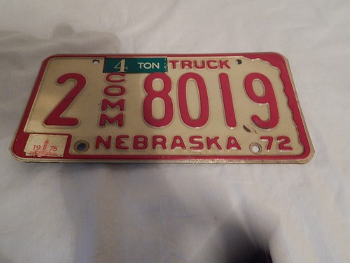 Nebraska licence plate 1972 Truck Comm with 1975 sticker | eBay