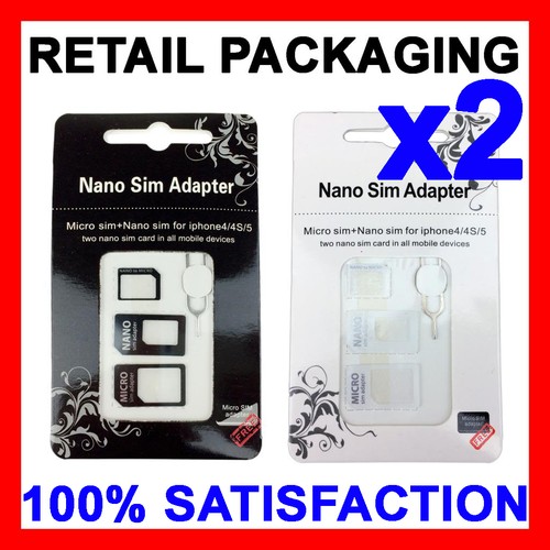 SIM Card Adapter Kit Nano Micro Standard Size Converter Tray for Apple ...