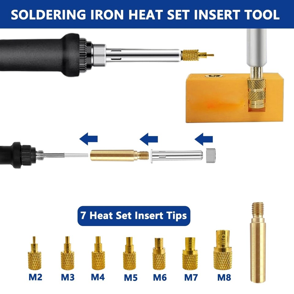 Soldering Iron Heat Set Insert Tool, 80W 110V LCD Digital Soldering ...