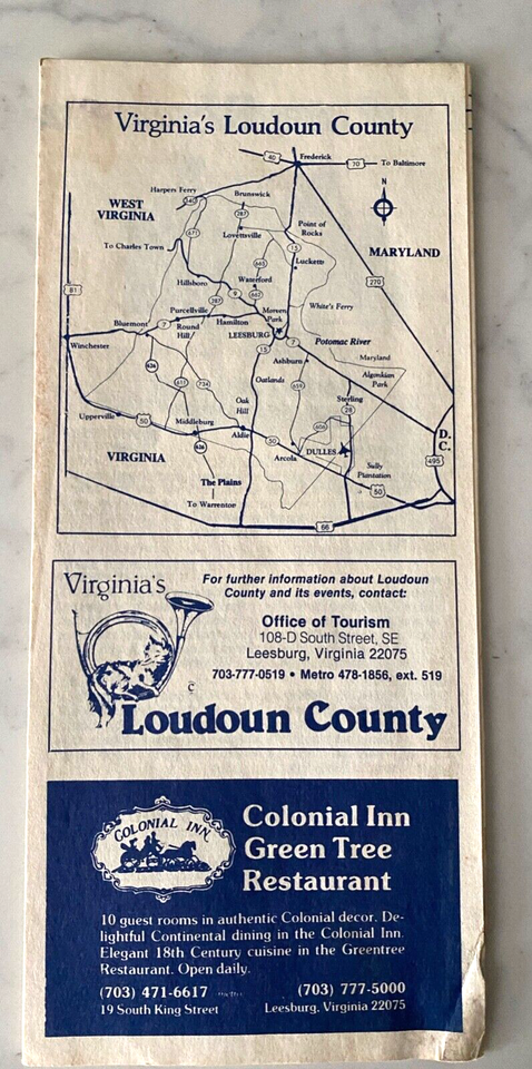 Vintage 1987 Accommodations & Dining Guide Loudoun County Virgina Flyer ...