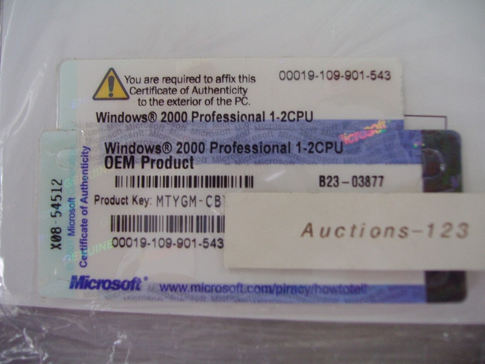 MICROSOFT WINDOWS 2000 PROFESSIONAL w/SP4 FULL OPERATING SYSTEM MS WIN ...