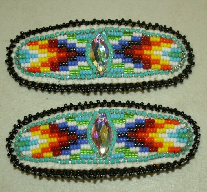 Navajo Beaded Barrettes Beaded Barrettes — Crown Me Crafty