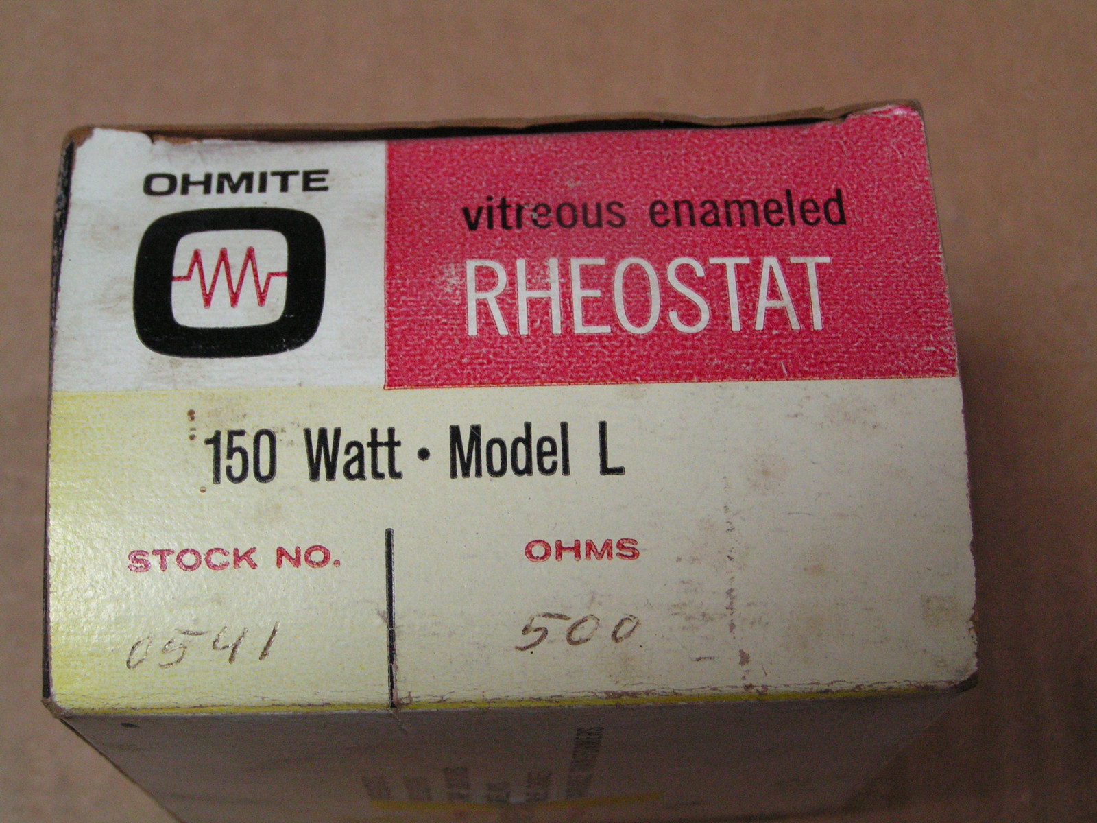 Ohmite #0541 Rheostat 150 Watts 500 Ohms Model L #RLS500 4" NEW!! in ...