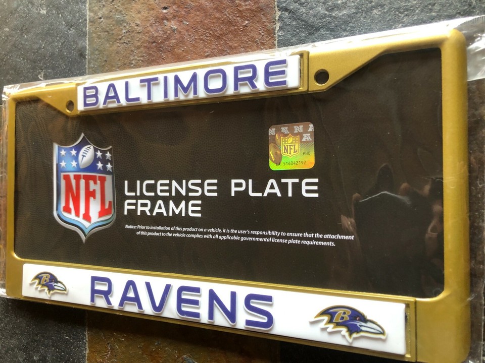 1 Baltimore Ravens Gold Metal Auto License Plate Frame | eBay