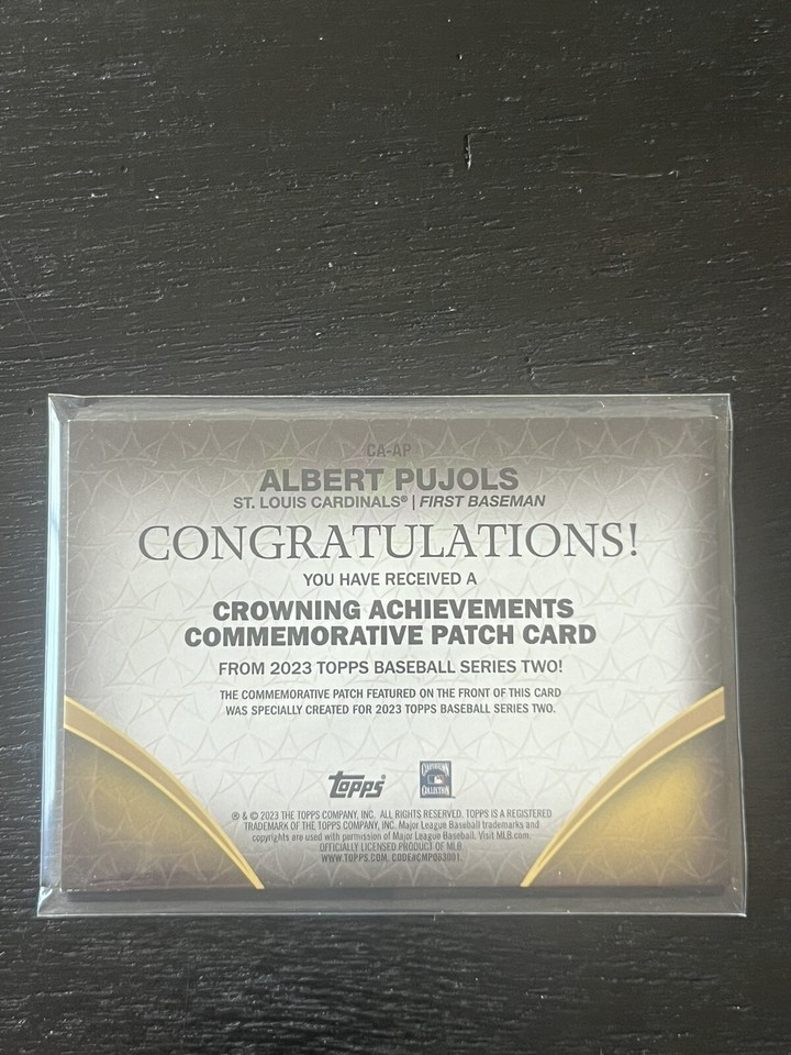 2023 Topps Baseball Series 2 MLB Commemorative Patch Albert Pujols Hall ...
