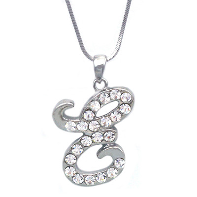 Small English Alphabet Cursive Initial Letter E Pendant Necklace Girl ...