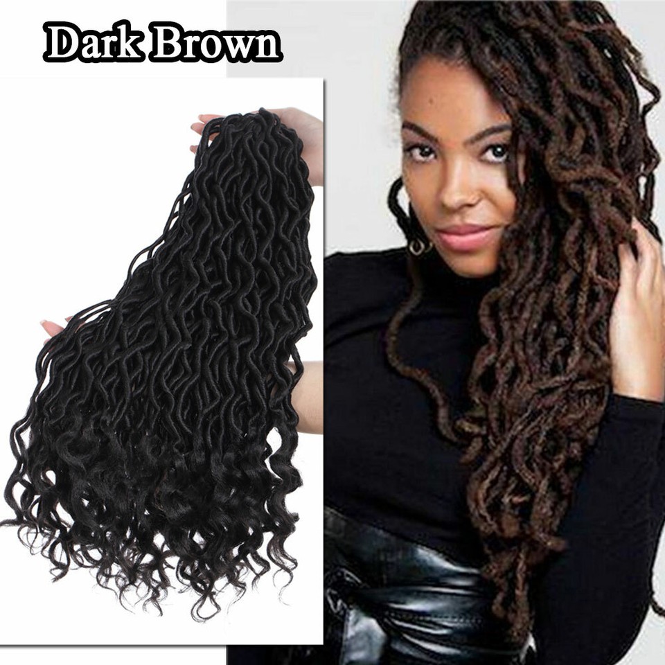 US 20" Long Thick Faux Locs Hair Extension Curly Lock Crochet Braids ...