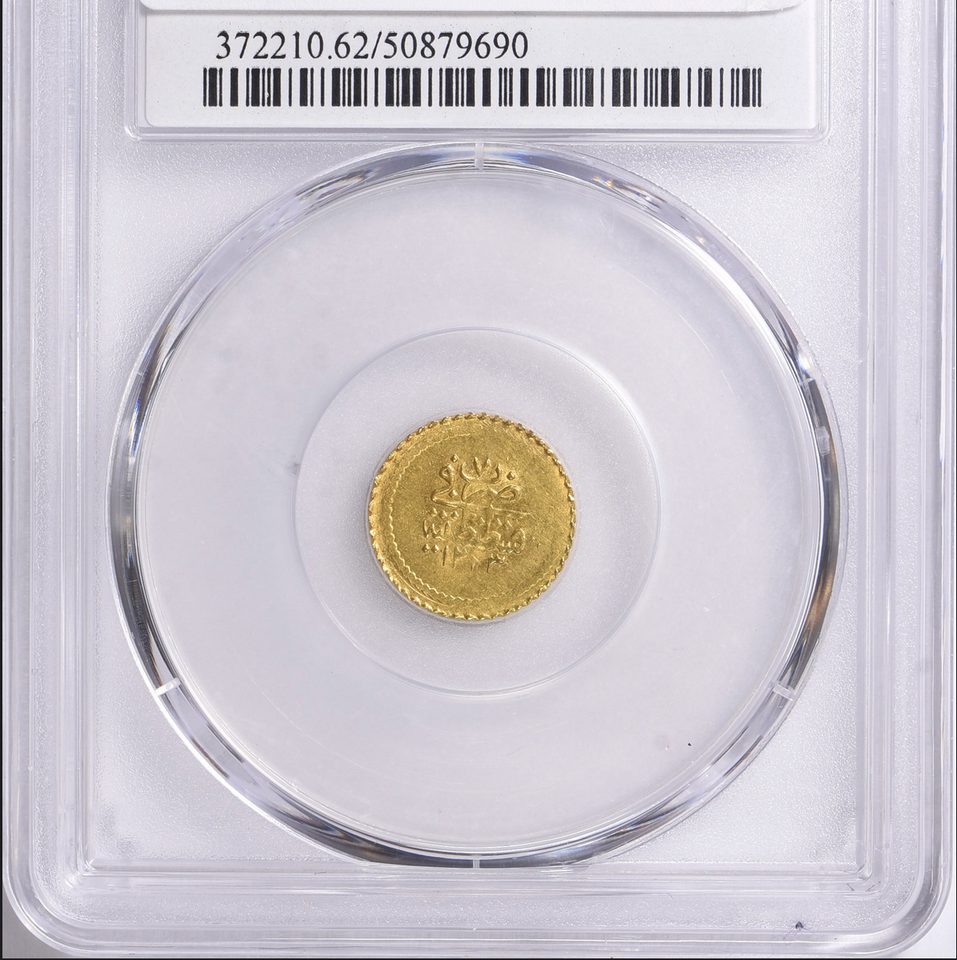 AH 1223/7 1814 GOLD TURKEY OTTOMAN EMPIRE 1/4 ZERI MAHMUD II PCGS MINT ...