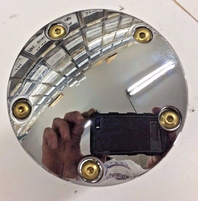 BRASS BUTTON 5 HOLE CHROME DOMED TIMING COVER hd harley twin cam big ...