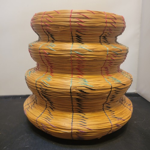 Unusual Native American Basket Seminole Handmade Sweet Grass Palmetto ...