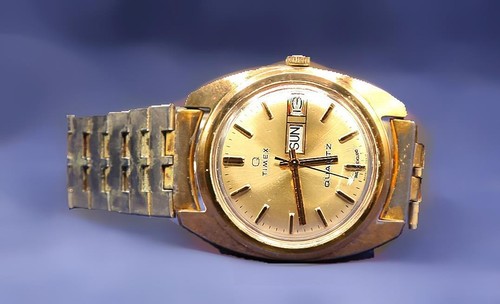 VINTAGE MENS TIMEX Q FALCON EYE QUARTZ WATCH WITH A CELL,DAY/DATE, NEW ...