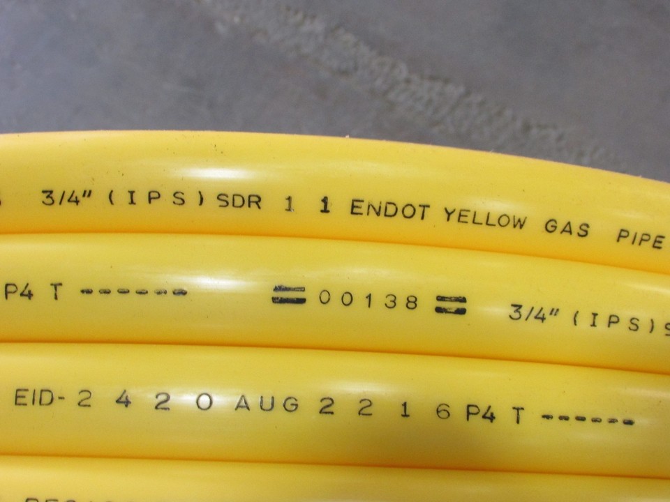 NEW! ENDOT POLYETHYLENE GAS PIPE LINE TUBING, 1.05" O.D. x 150', YELLOW ...