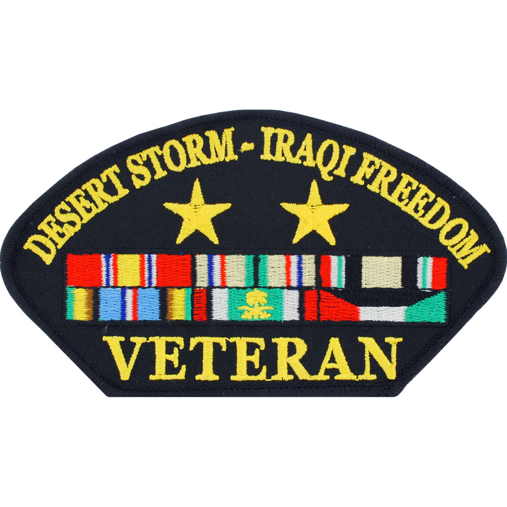 VETERAN DESERT STORM & IRAQI FREEDOM Embroidered Hat Patch 3"X5-1/4 ...