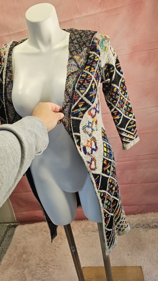 Anthropologie Northern Angel Cardigan Southwest Duster Hood Knit Sz S/M ...