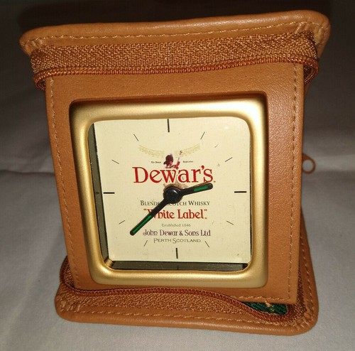Dewar's White Label Travel Clock 2000 Faux Leather Zip Case Alarm ...