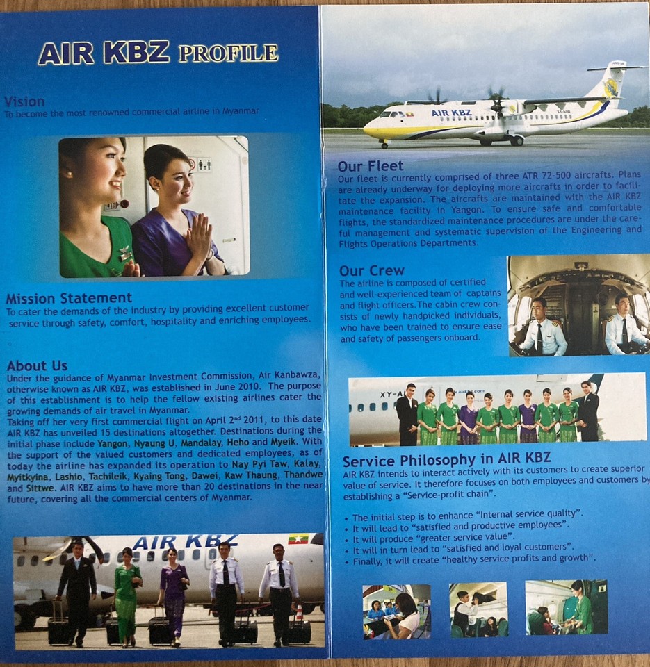 AIR KBZ of Myanmar PROFILE BROCHURE ATR 72 | eBay