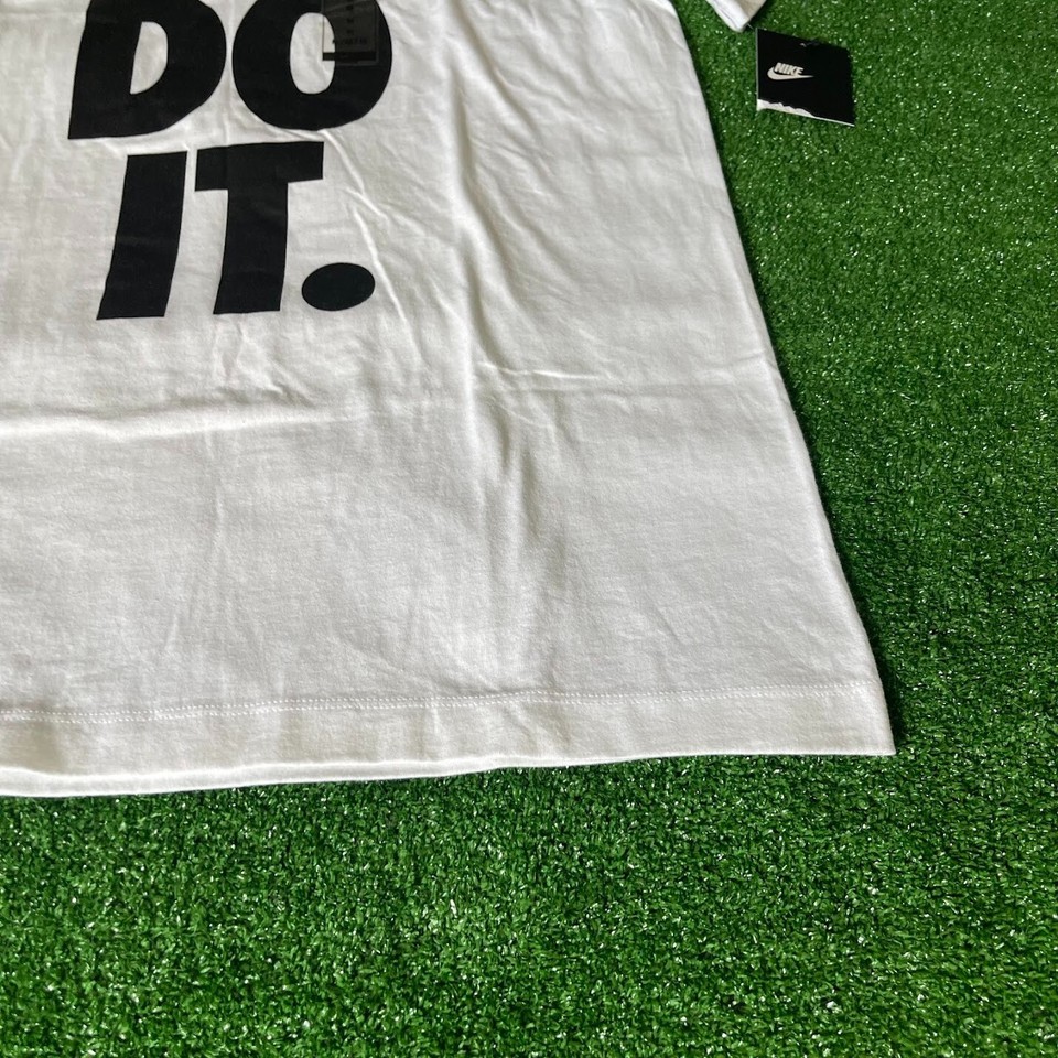 Nike Tee Short Sleeve Crewneck Just Do It AT2745 100 White T-Shirt Size ...