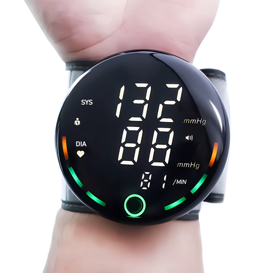Portable Digital Wrist Blood Pressure Monitor - LCD Heart Rate Pulse ...