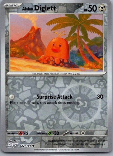 Alolan Diglett 122/191 Reverse Holo Pokemon Card TCG Cards Collecting ...