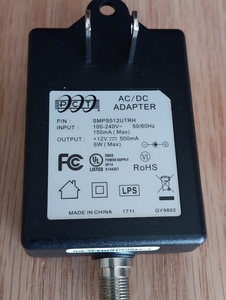 PCT SMPS512UTRH AC/DC Adapter Drop Amplifier Coaxial 12.V 500mA Power ...