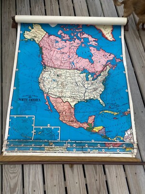 World Maps - Antique Pull Down School Map