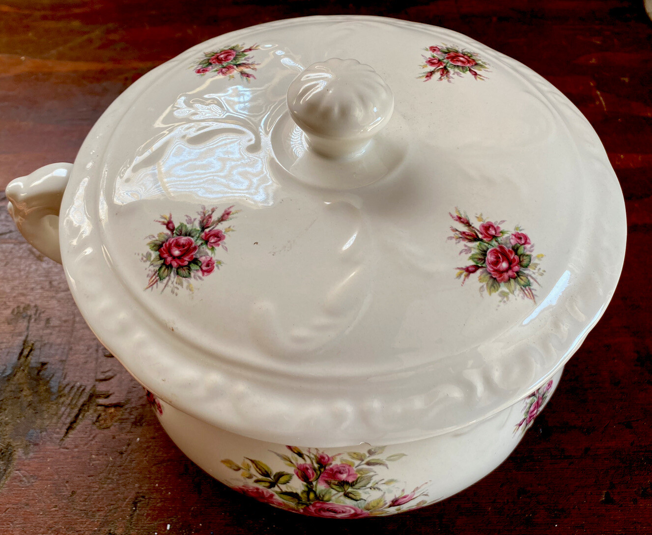 Vtg VB Athena Large Chamber Pot Ceramic Rose Floral Made in USA ...