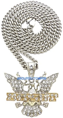 Dipset Crystal Rhinestone Pendant with Cuban Style Chain Necklace ...