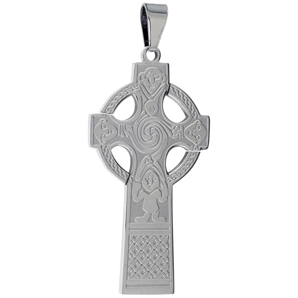 Stainless Steel Gallen Priory Celtic Cross Pendant, Free Bead Ball ...
