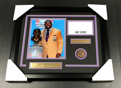 RAY LEWIS AUTOGRAPHED CUT HOF INDUCTION BALTIMORE RAVENS FRAMED 8X10 ...