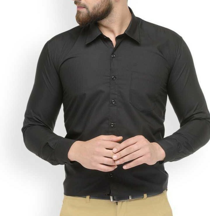 Mens Smart Shirts Formal Luxury Casual Long Sleeve Slim Fit Black ...