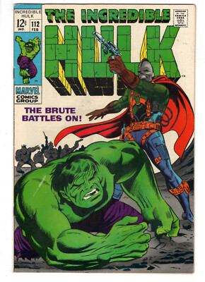 INCREDIBLE HULK #112 (1969) - GRADE 6.0 - THE BRUTE BATTLES ON - GALAXY ...