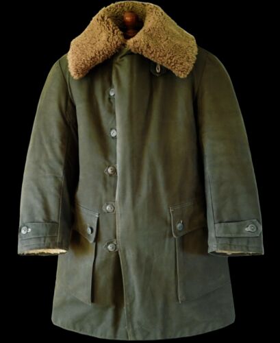 40s WW2 SWEDISH M1909 SHEEPSKIN Shearling Field Bomber Trench Tanker ...