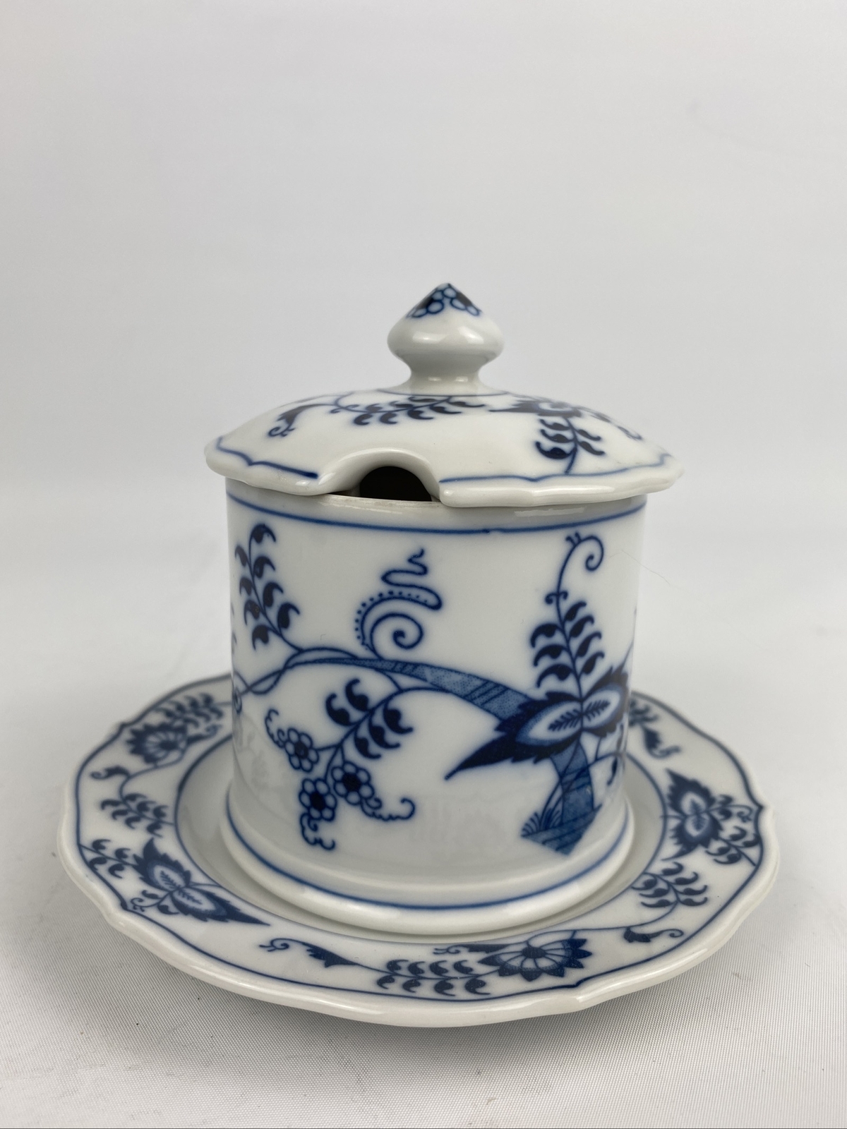 Blue Danube China Blue Onion Jelly Jam Jar with under Plate Nice! | eBay