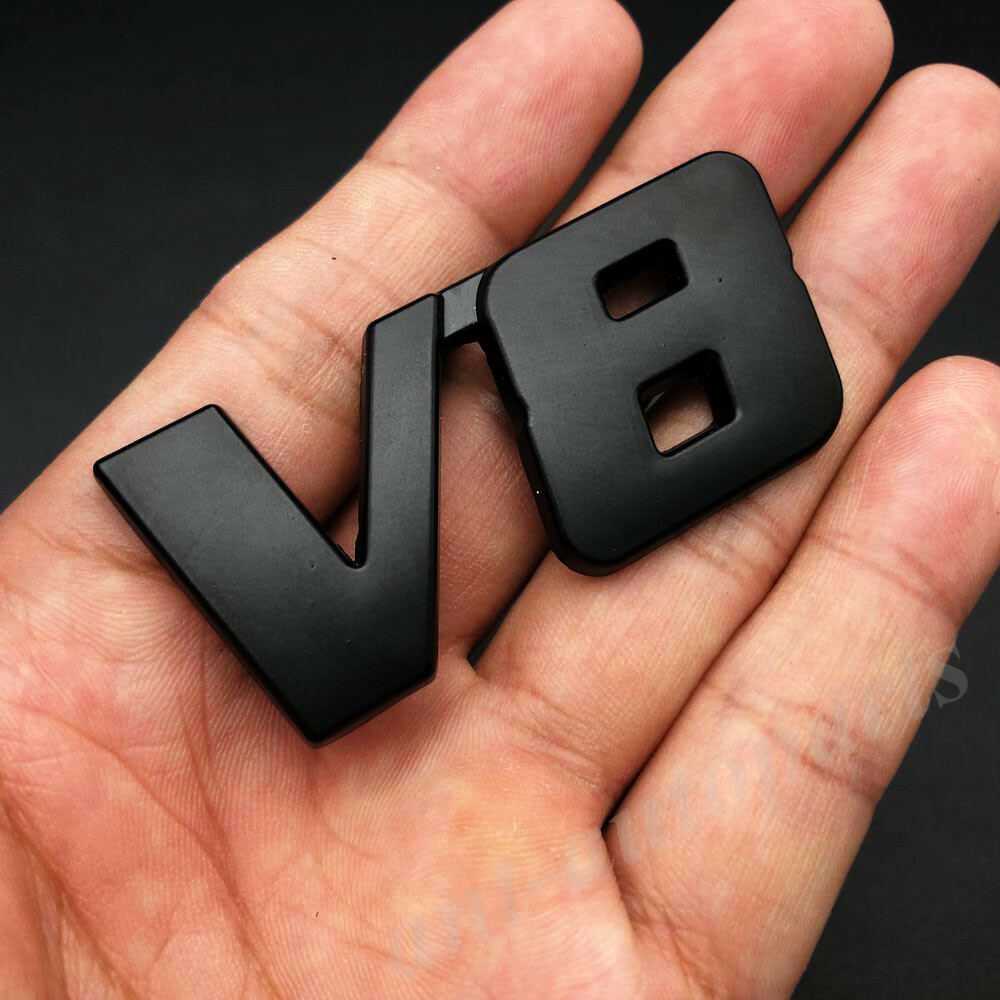 Metal Black V8 Vntage Car Auto Trunk Tailgate Rear Emblem Badge Decals ...