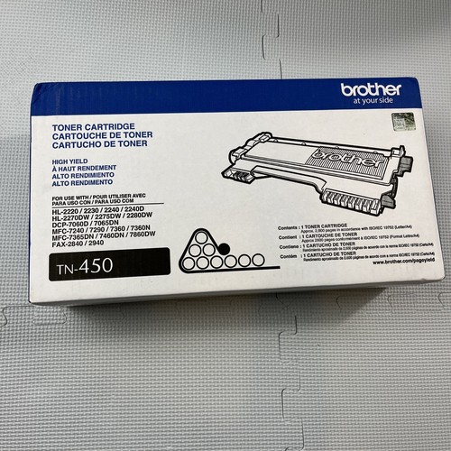 Brother TN450 High Yield Black Toner Cartridge Genuine OEM | eBay