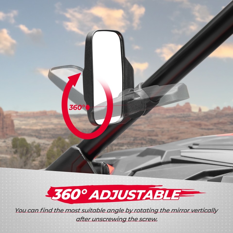 UTV Rear View Side Mirrors Set For Polaris Ranger RZR S XP Crew 570 800 ...