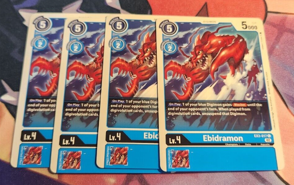 x4 Playset Digimon EBIDRAMON EX3-017 Blue Common TCG | eBay