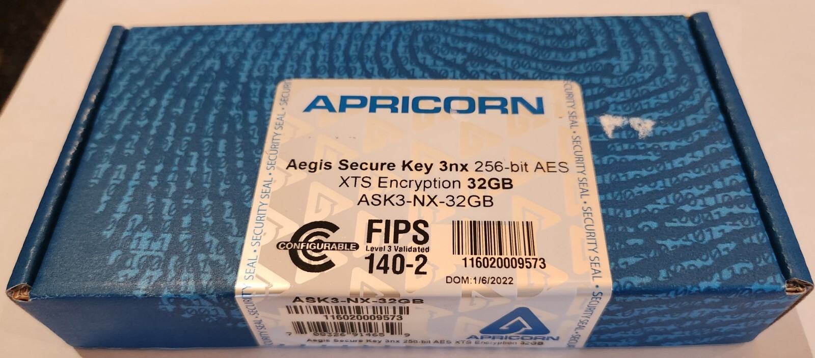Apricorn Aegis Secure Key 32gb 256-bit AES XTS Hardware Encryption USB ...