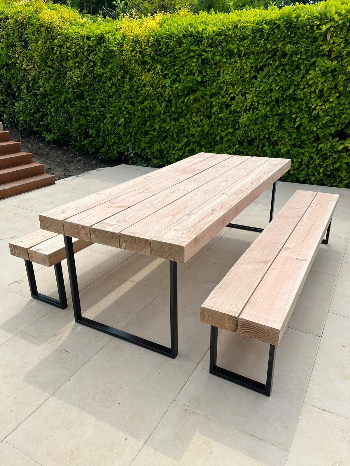 Garden Furniture Timber Sleeper Table And 1 x Bench Set 3.0M | eBay UK