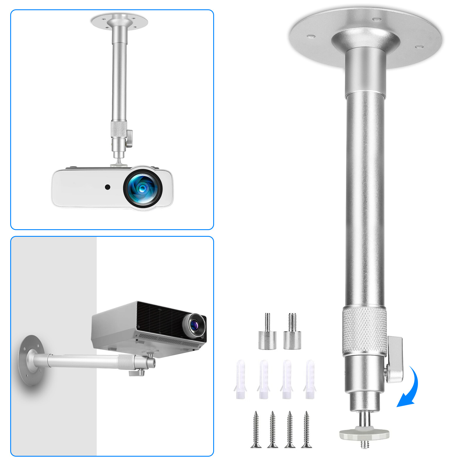 Universal Projector Wall Ceiling Mount Hanger 360° Rotatable Extendable ...