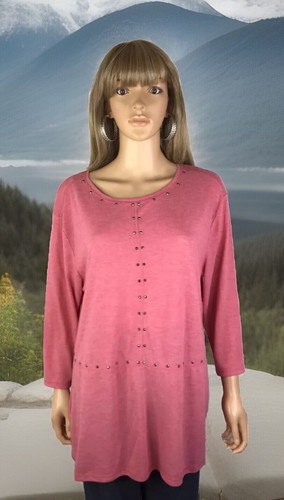 Women’s Simply Emma 1X 18/20 Top Shirt Blouse Beaded Tunic Casual Work ...